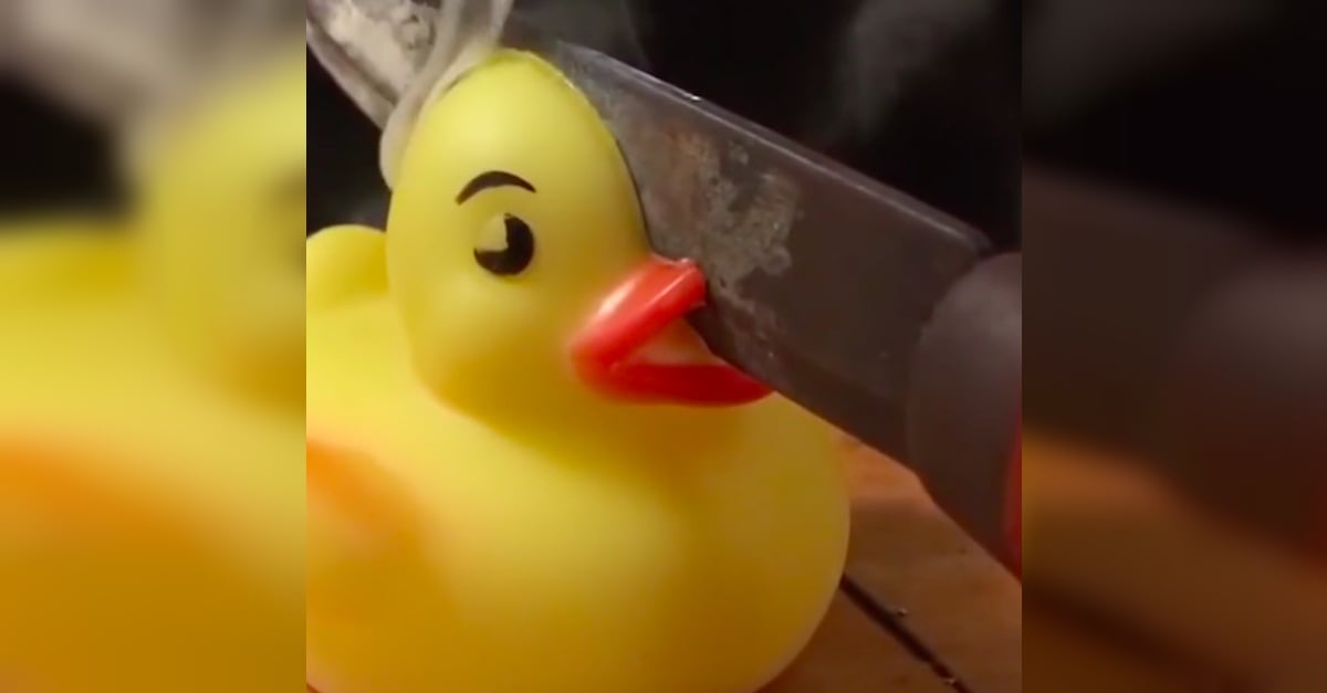 This Is What Happens When You Slice Open A Rubber Duck With A Flaming ...