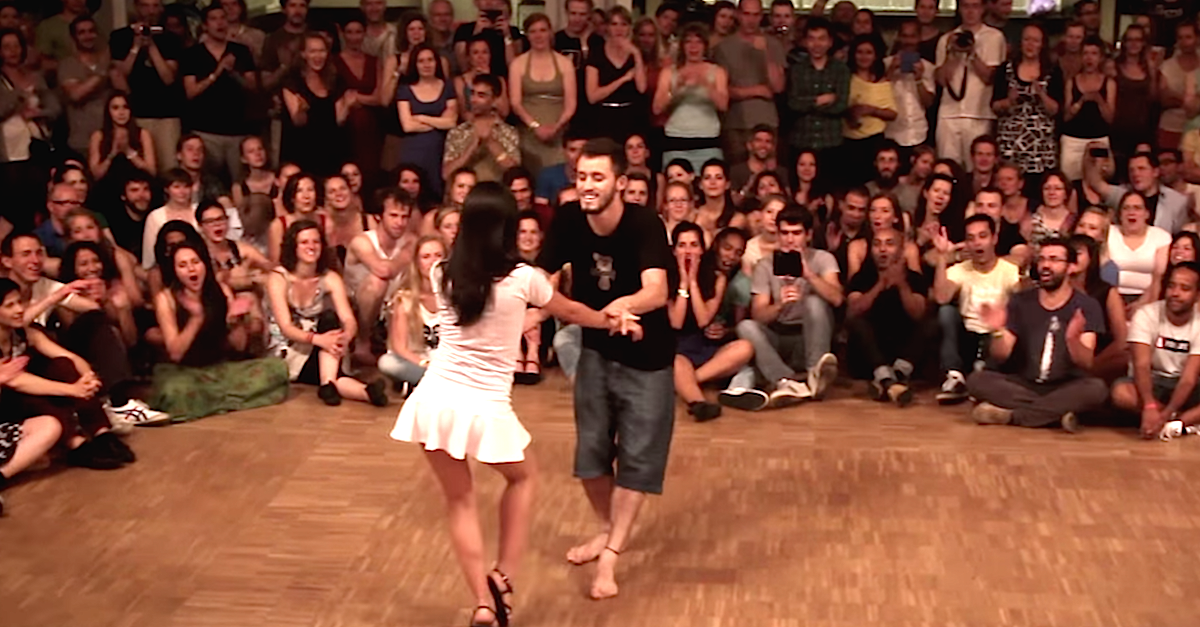 He Pulls Her On To The Dance Floor. What She Does? AMAZING!