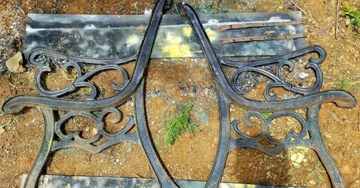 He Finds Pieces Of A Vintage Bench At The Dump. When He Drags Them Home ...