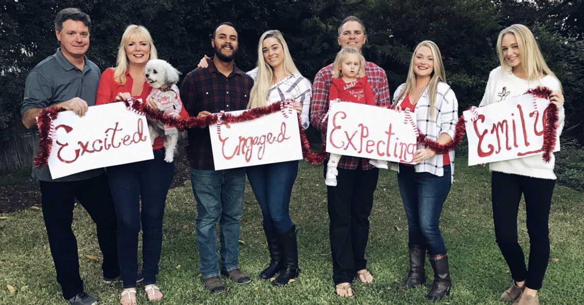 Family Christmas Card Photo Highlights Girl's Single Status