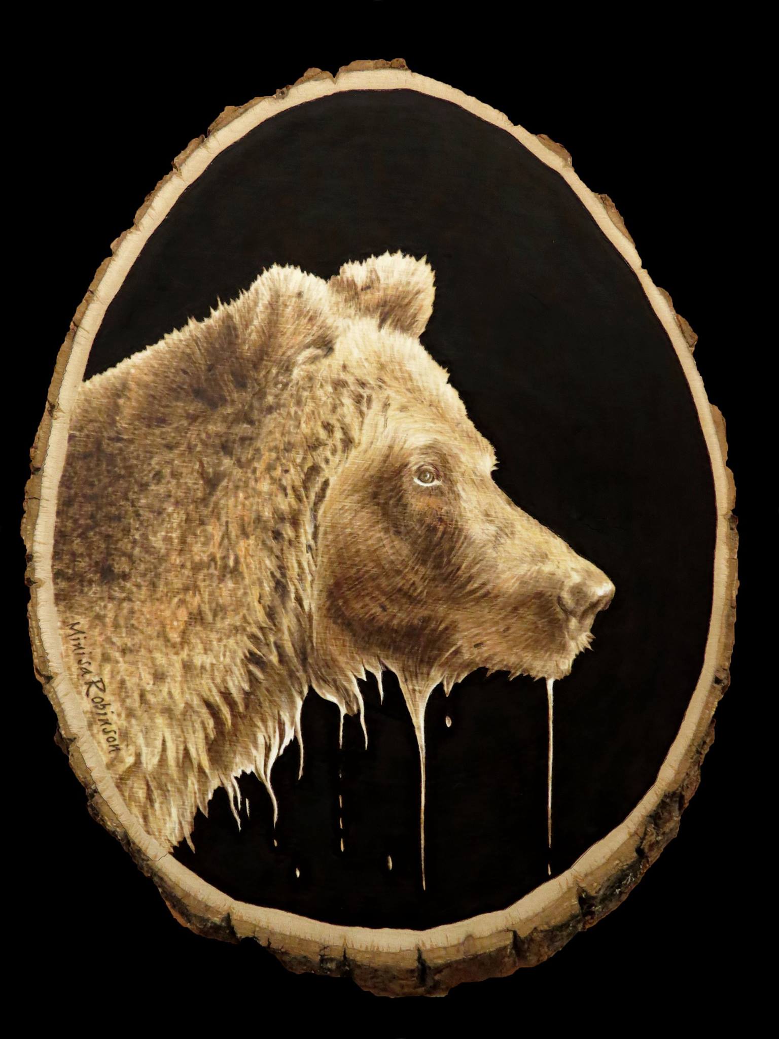 She Burns A Bear Into A Piece Of Wood, But When It's Filled In? Beautiful!