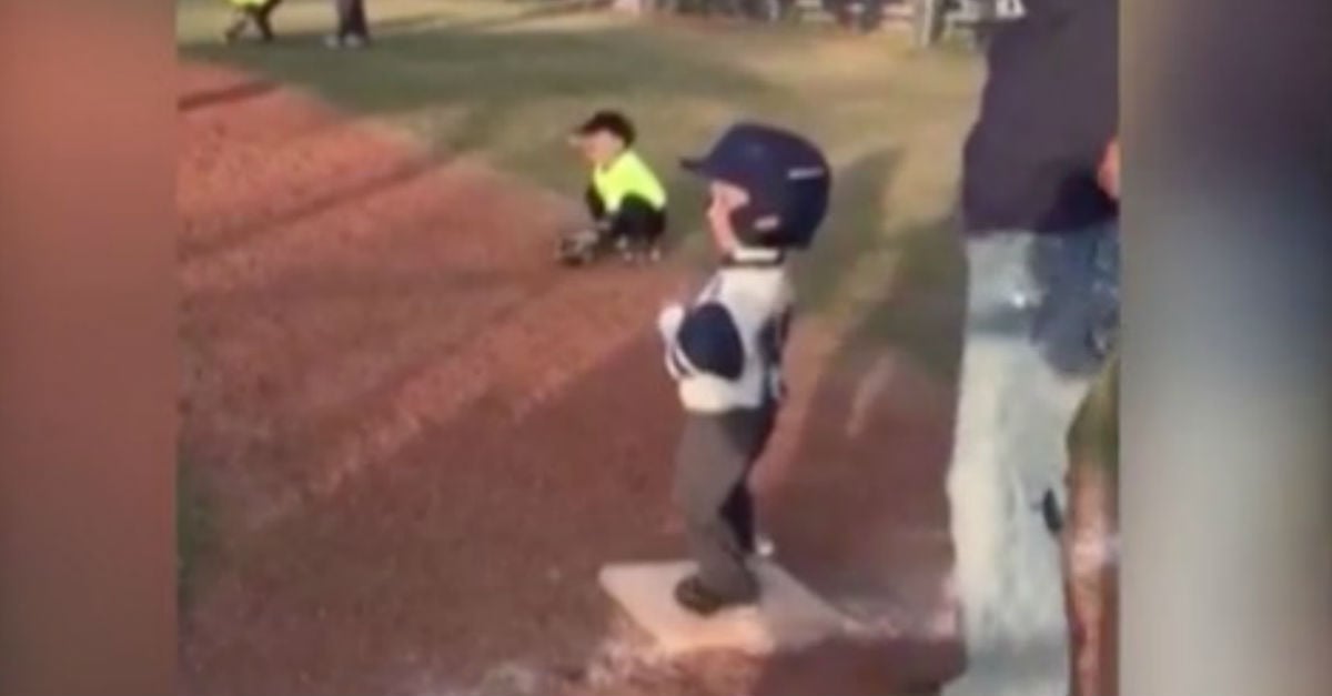 4-Year-Old T-Ball Player Stands Still On First Base, But Keep An Eye On ...