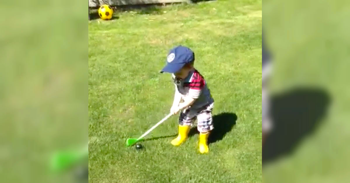 Funny Toddler Takes Dad's Golf Advice Too Literally