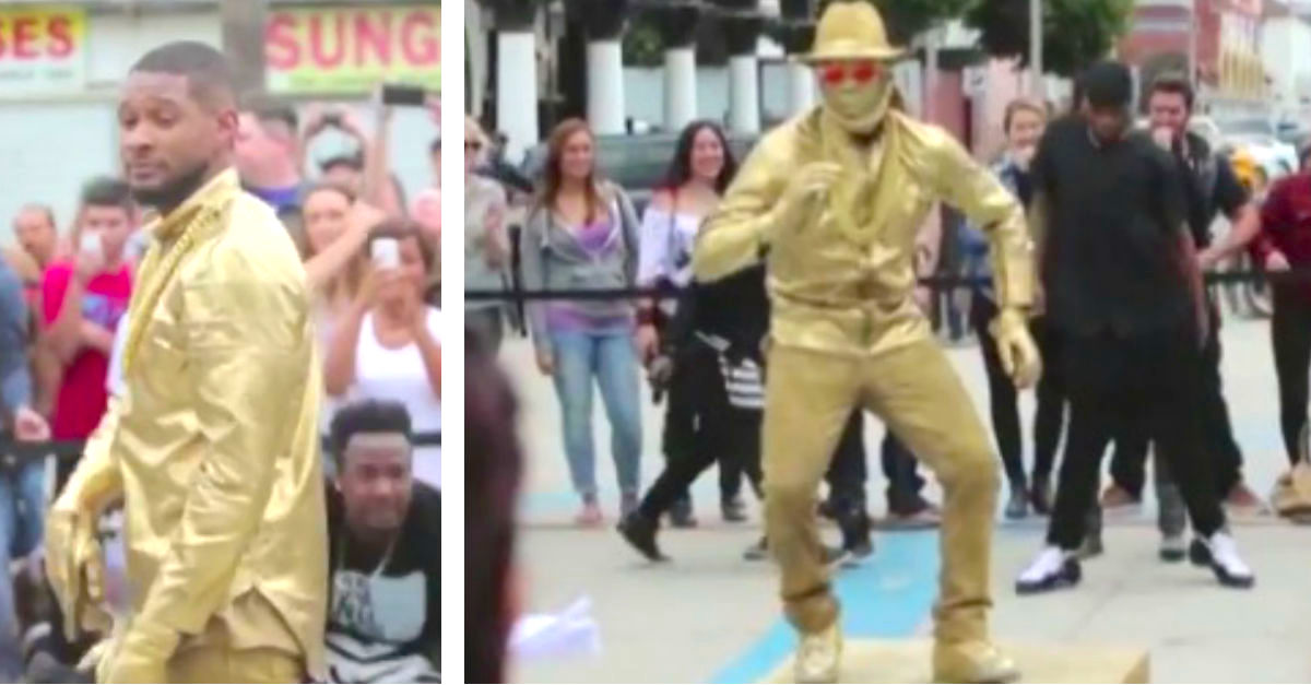 Usher Disguises Himself From Head To Toe In Gold Outfit For Unexpected ...