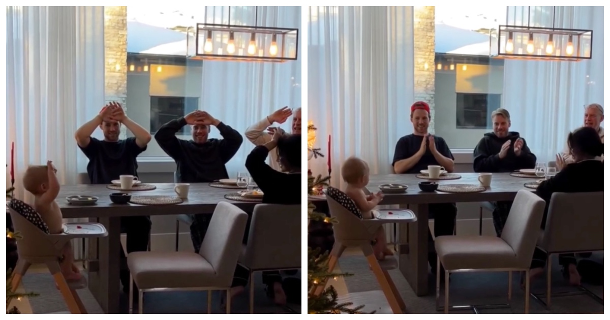 Baby Hilariously Leads Family In Silent Copying Game